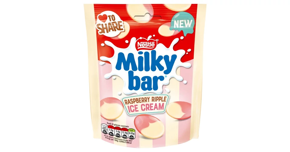 Angol - Milkybar Buttons White Chocolate Raspberry Ripple Sharing Bag ...