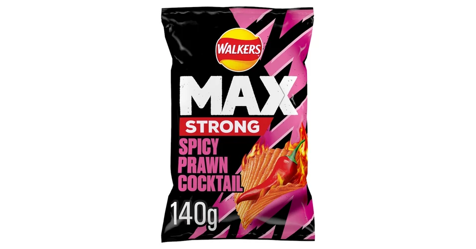 Angol - Walkers Max Crisps Strong Fiery Prawn Cocktail 140g, Angol ...