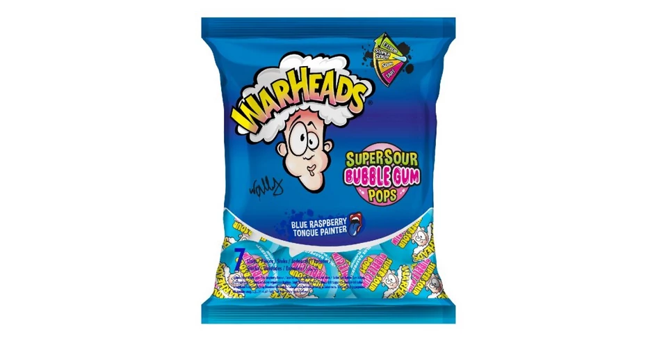 Angol - Warheads Super Sour Bubble Gum Pops Blue Raspberry 105g, Angol ...